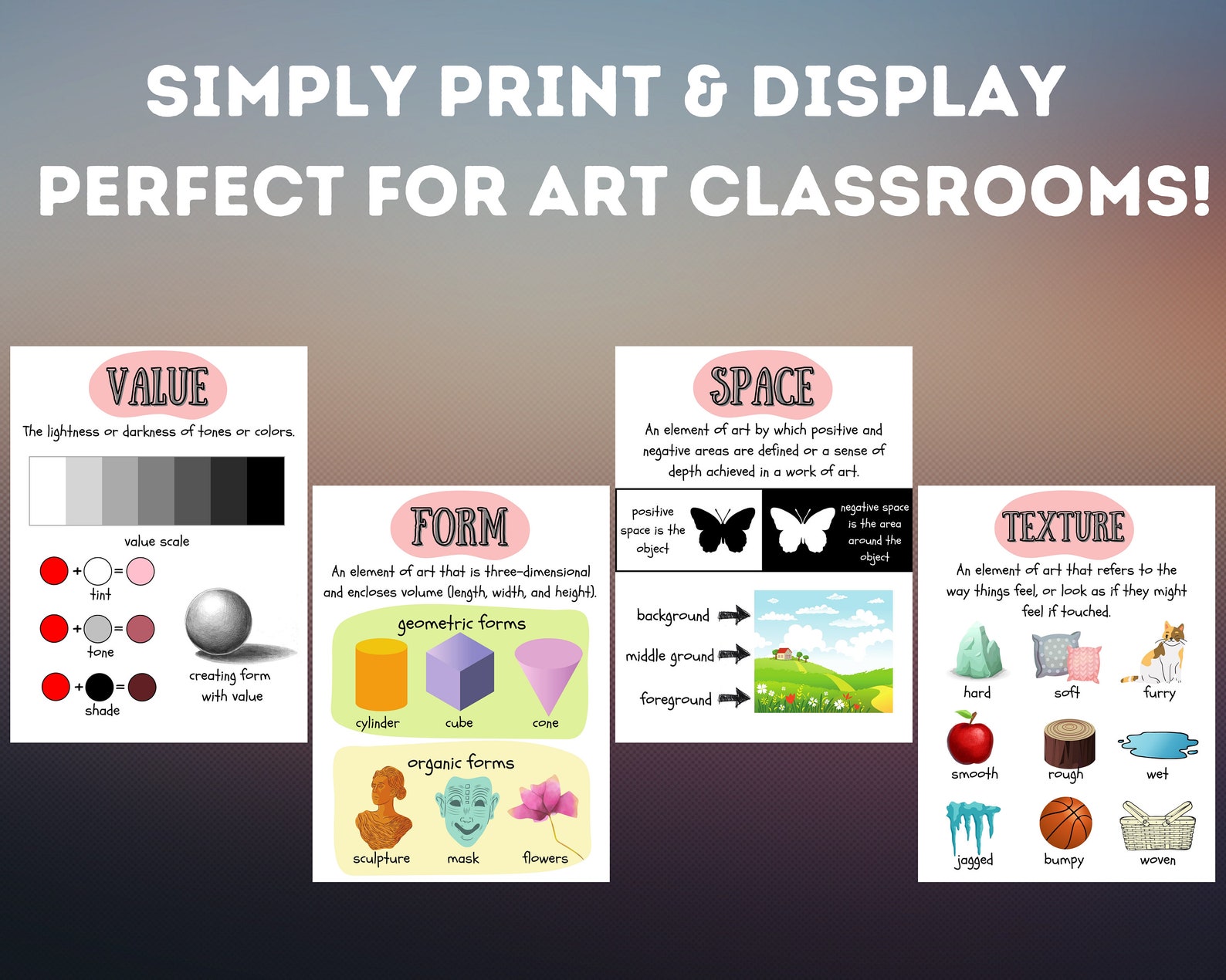 Elements of Art Posters set of 8 Printables Art Classroom - Etsy
