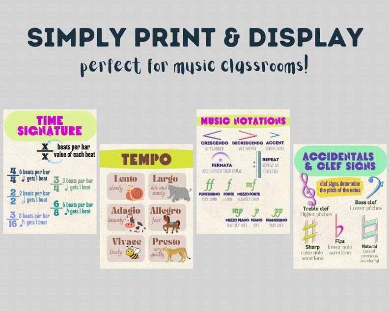 Music Education (set of 8) Printable Posters, Music Classroom Decor ...