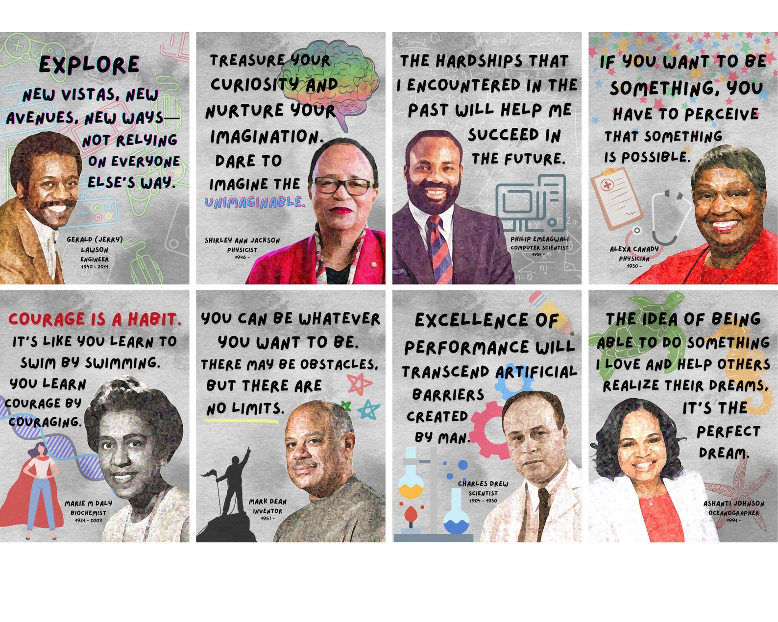 VOL 2 Black Innovators in STEM set of 8 Printable Science - Etsy