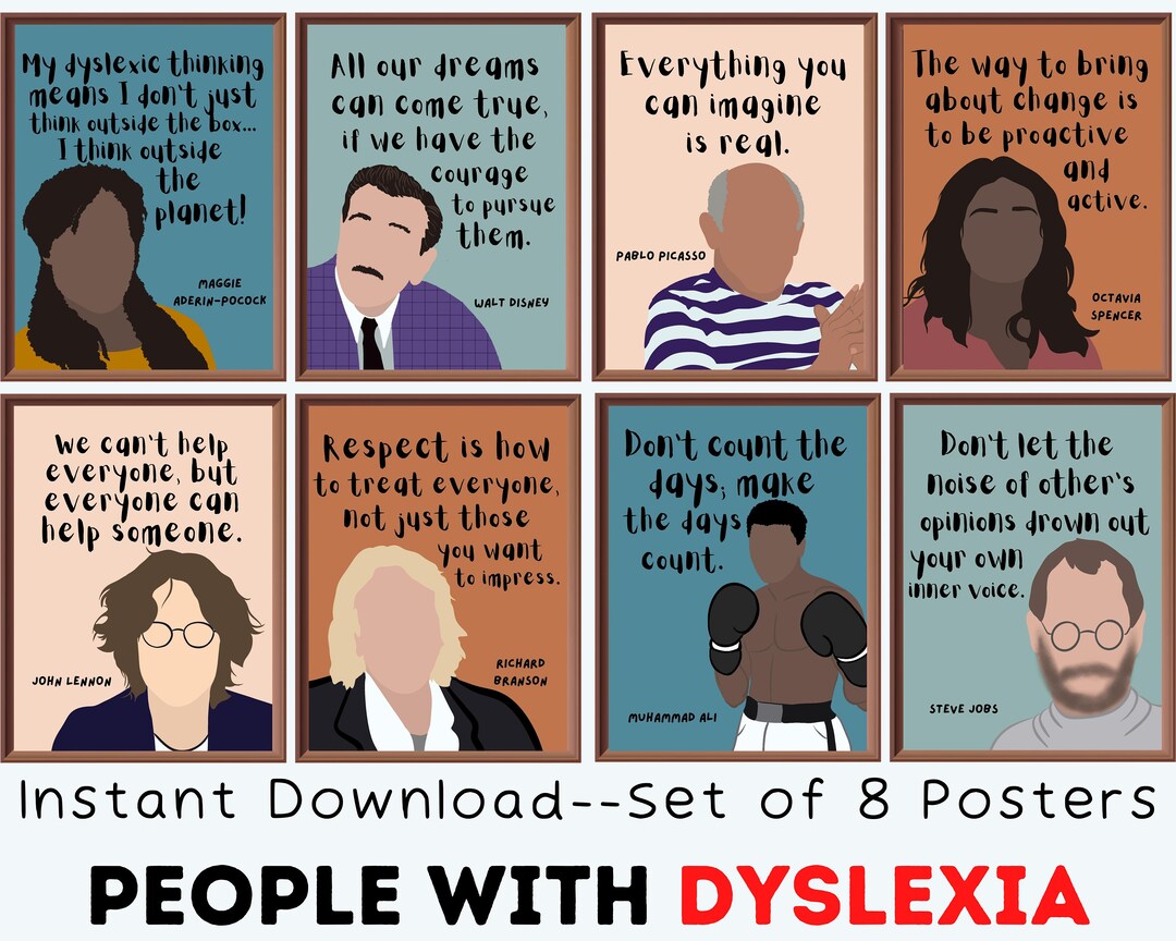 Boho Remarkable People With Dyslexia set of 8 Printable Posters ...
