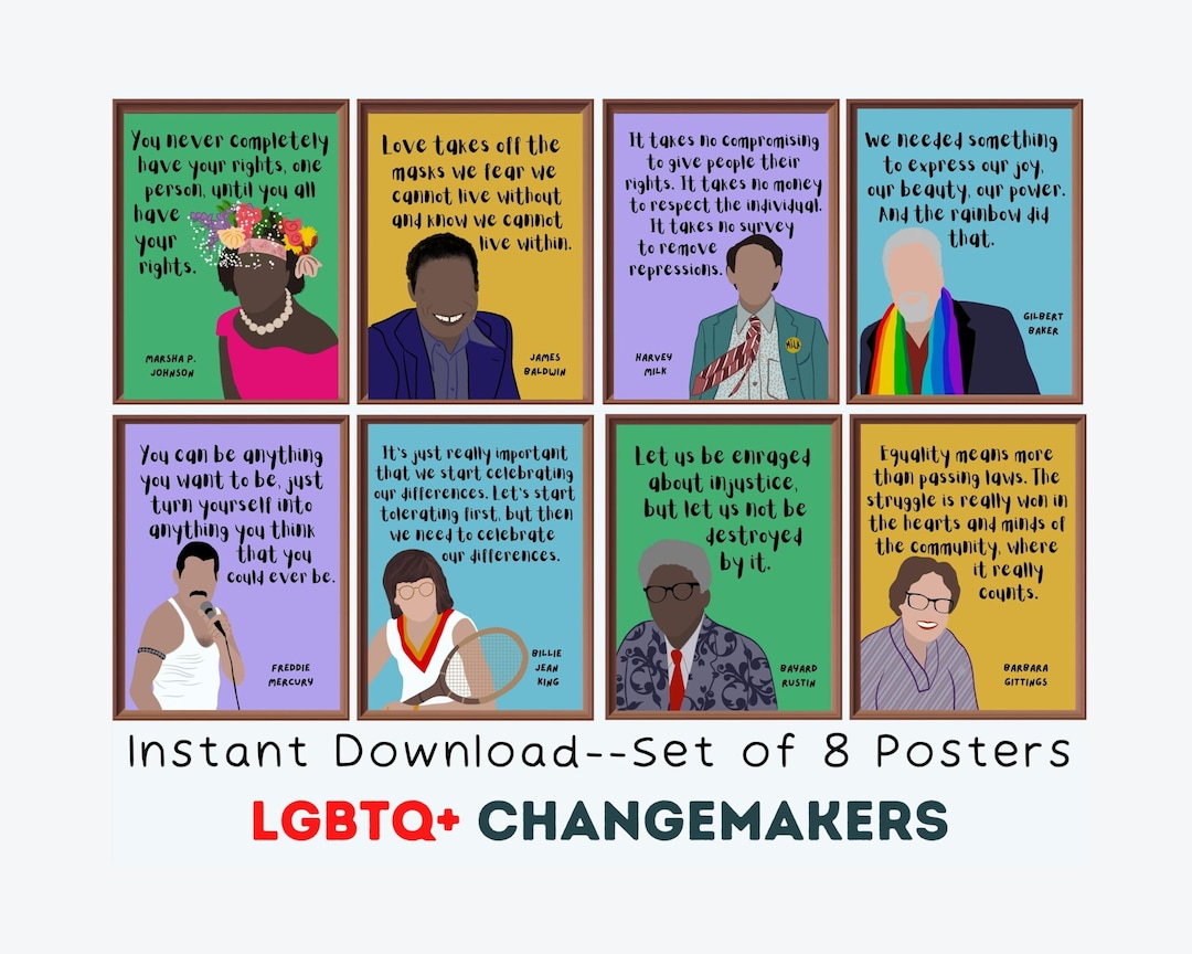 LGBTQ+ Leaders in History (set of 8) Printable Posters, LGBT History ...