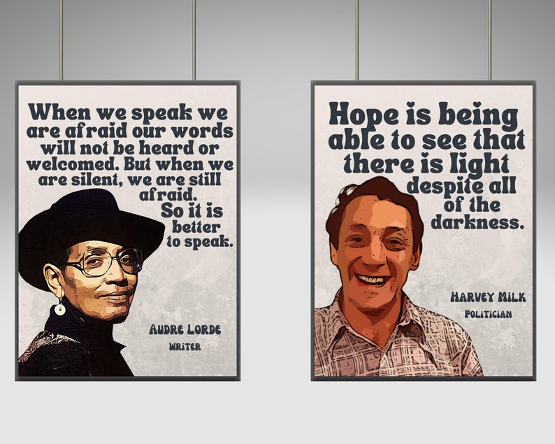 Retro LGBTQ Leaders set of 8 Printables LGBT History Month | Etsy