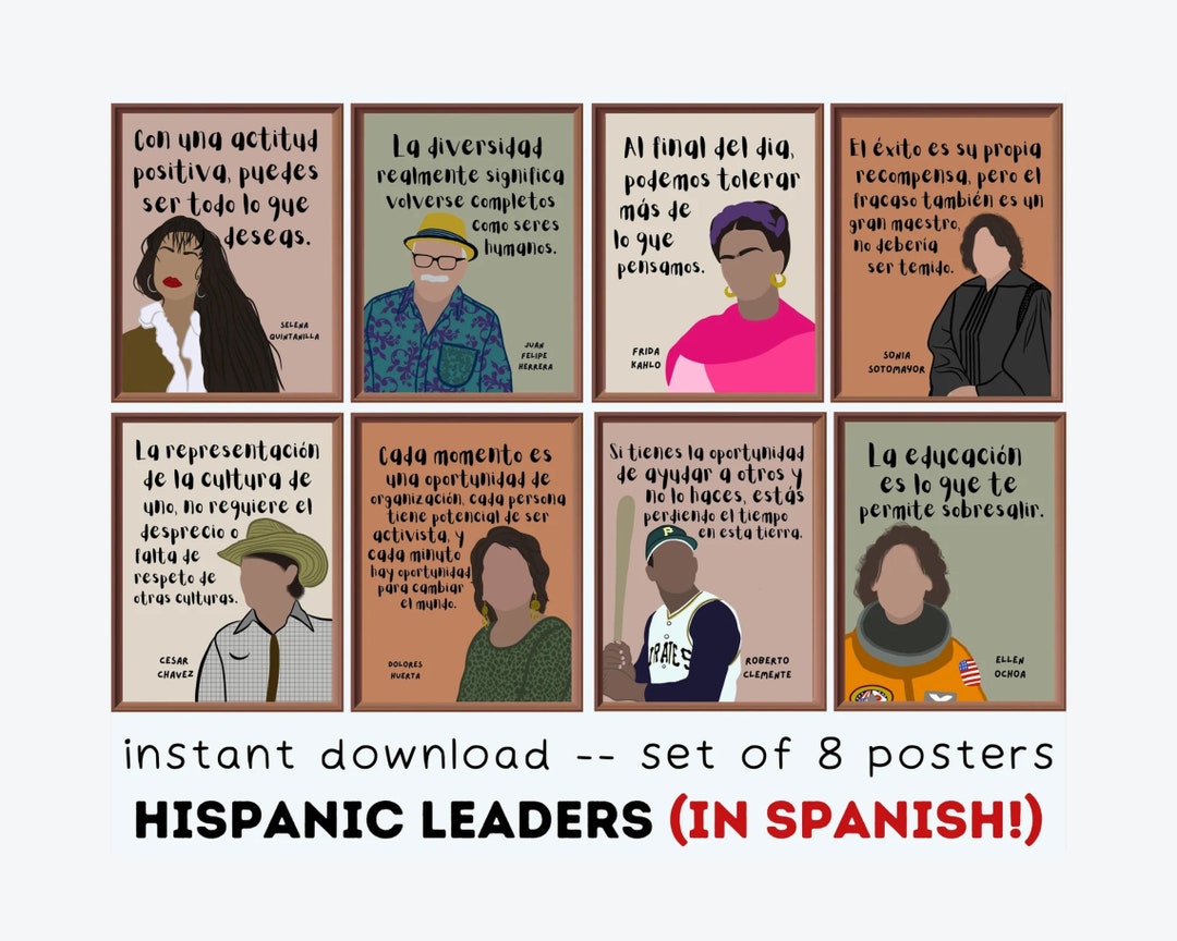 SPANISH Hispanic Leaders in History (set of 8) Printable Posters ...