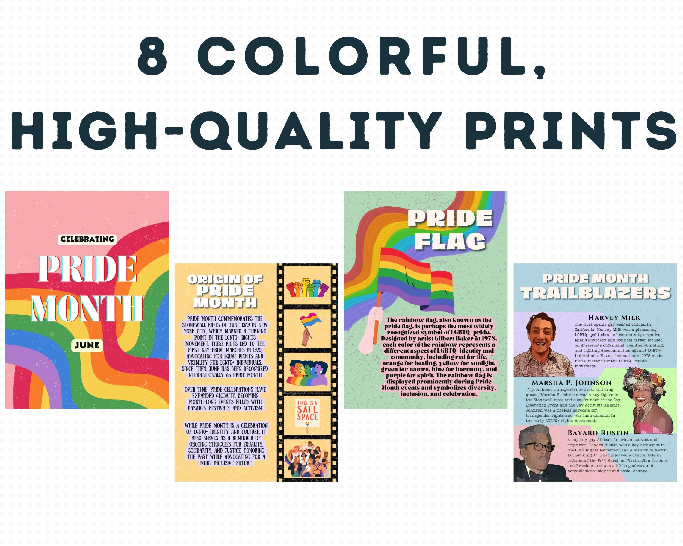 Pride Month (set of 8) Printable Posters, LGBT History Month Posters ...