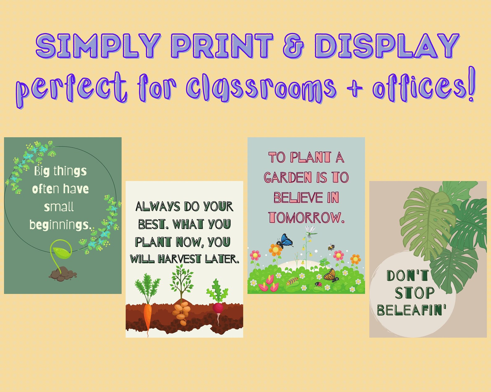 Planty set of 8 Printable Posters Plant Themed Classroom - Etsy
