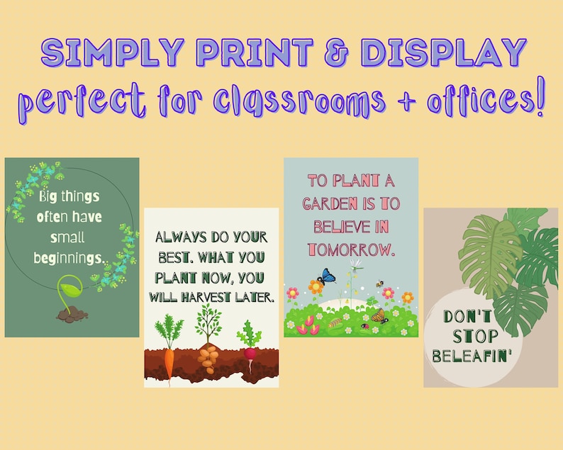 Planty set of 8 Printable Posters Plant Themed Classroom - Etsy