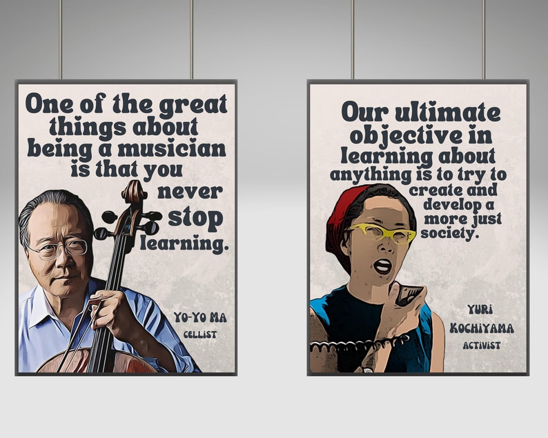 Retro Asian Leaders set of 8 Printable Posters AAPI | Etsy