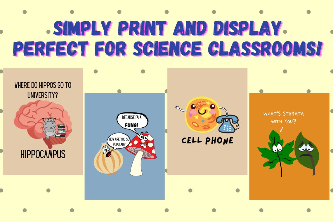 Biology Puns set of 8 Printable Posters Funny Science - Etsy