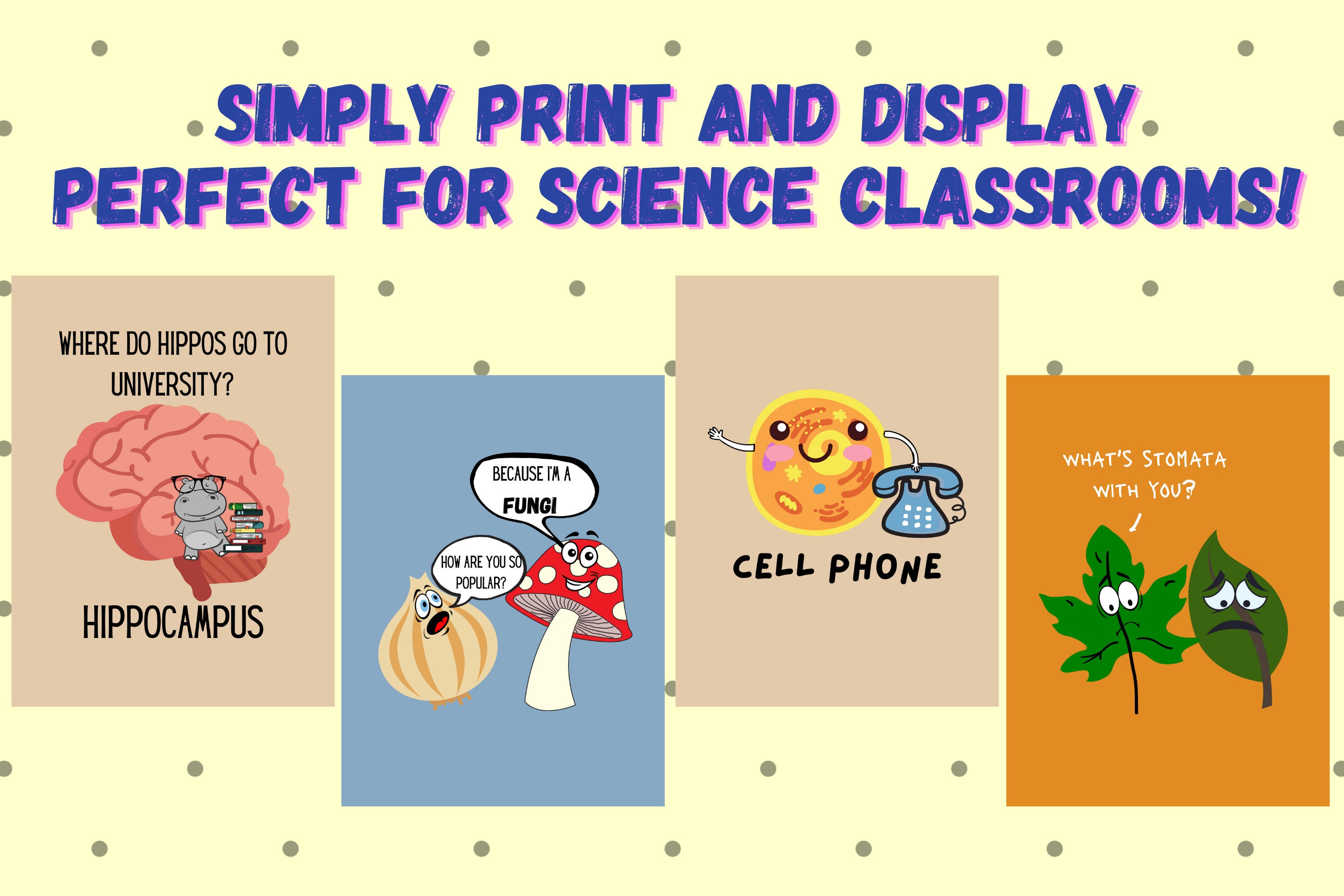 Biology Puns set of 8 Printable Posters Funny Science - Etsy