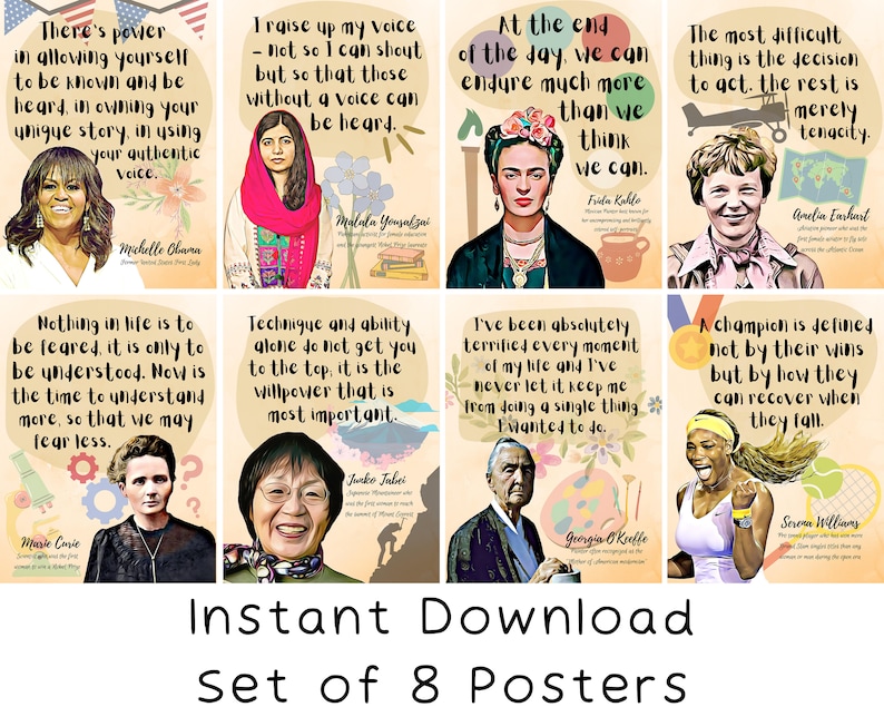Empowered Women in History set of 8 Printable Posters - Etsy