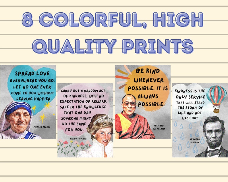 Kindness Matters set of 8 Printable Posters Inspirational - Etsy