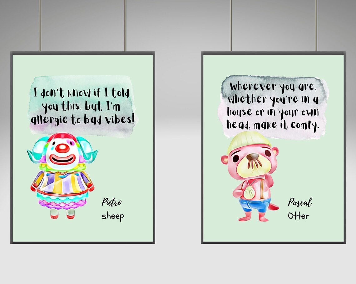 Animal Crossing Themed Posters set of 8 Printable ACNH - Etsy