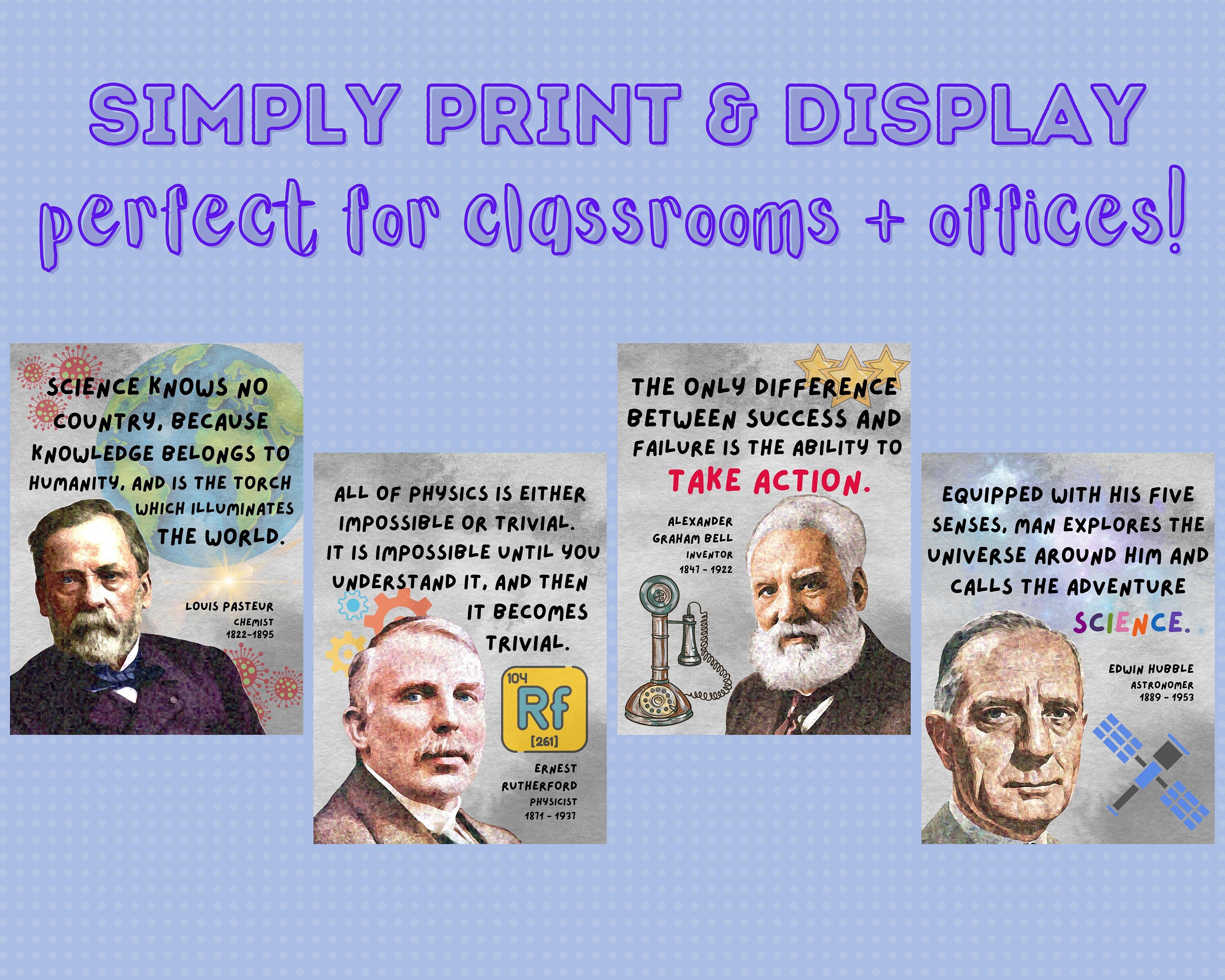 Famous Male Scientists Posters set of 8 Printable Science - Etsy