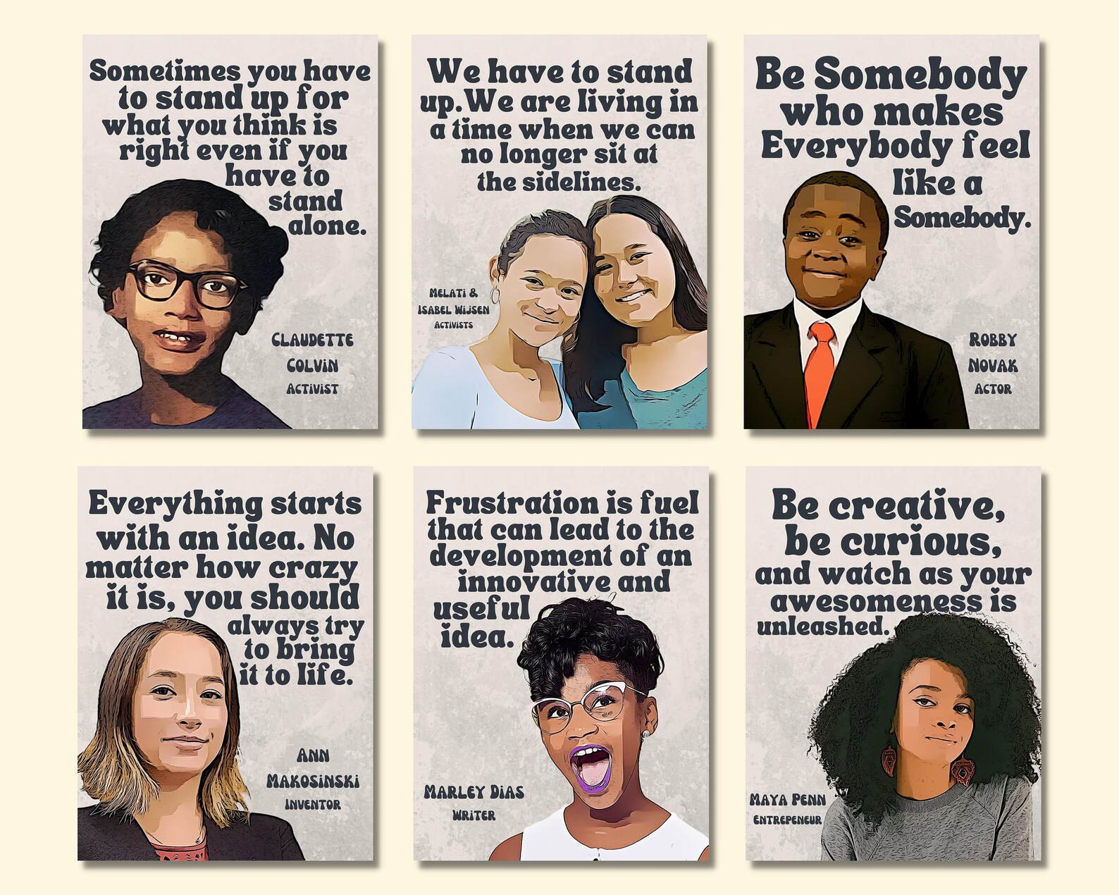 Retro Remarkable Young People set of 18 Printable Posters - Etsy