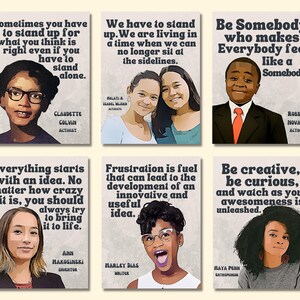 Retro Remarkable Young People (set of 18) Printable Posters ...