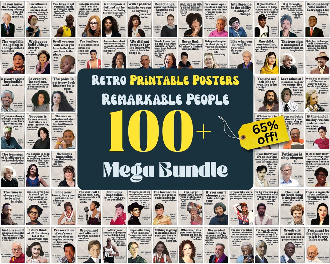 Retro Bundle (set of 110) Printable Posters, Inclusive Classroom Decor ...