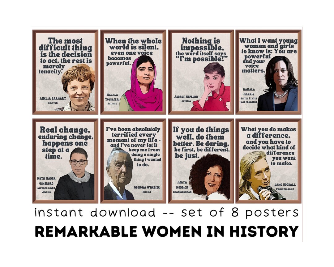 Retro Women in History (set of 8) Printable Posters, Motivational ...