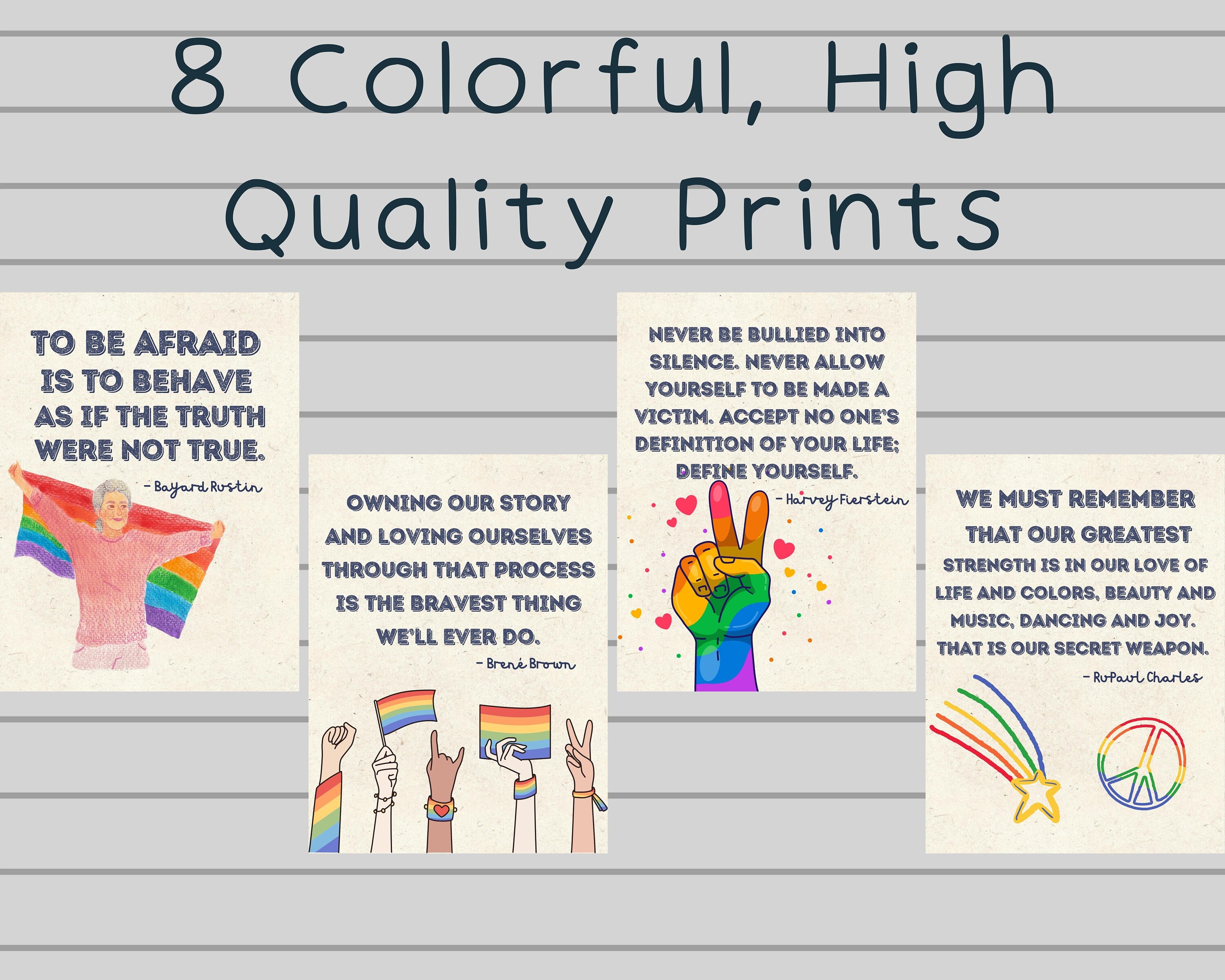 LGBTQ+ Quotes (set of 8) Printables, LGBT History Month Posters, Pride ...