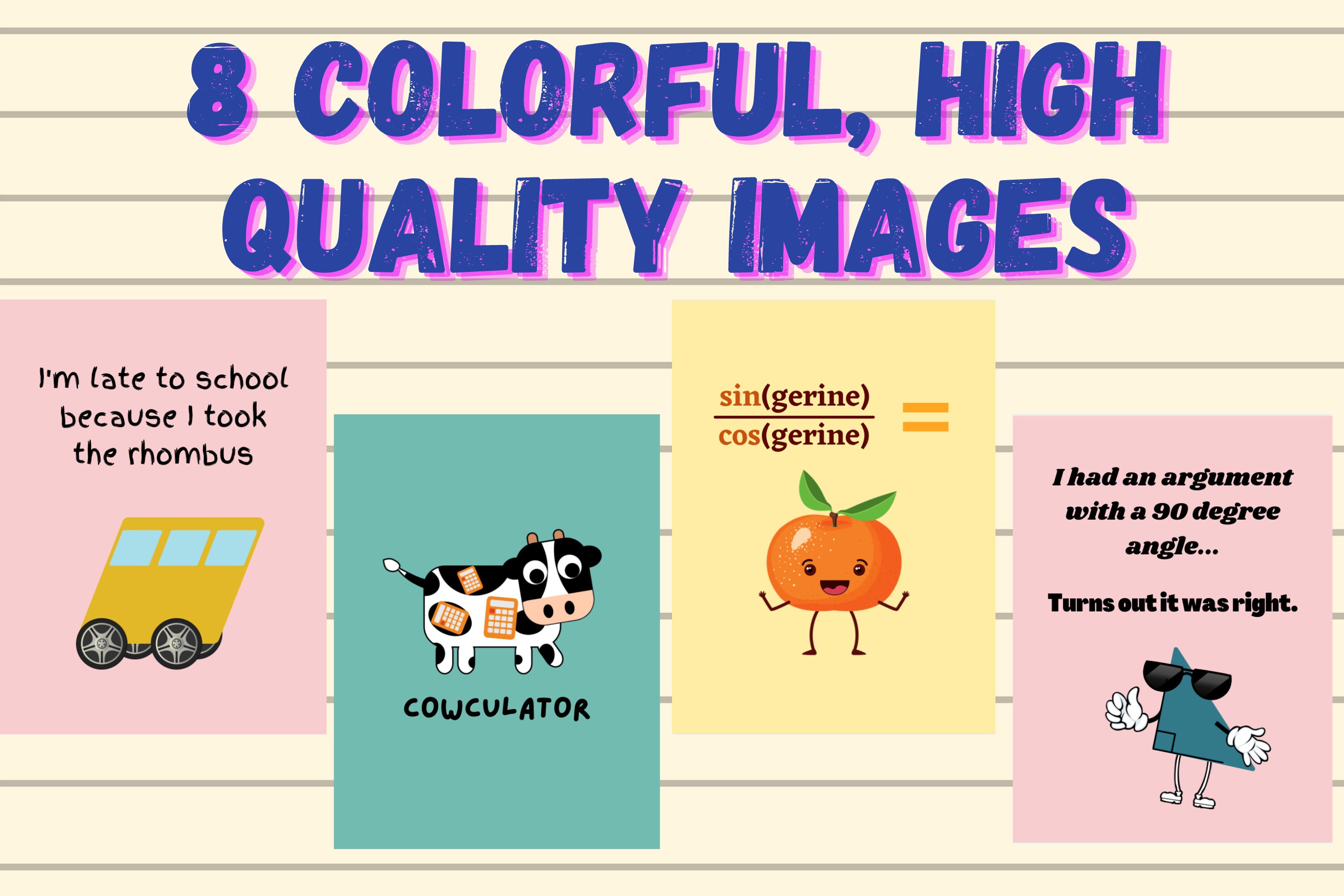 Math Posters set of 8 Printables Math Jokes Mathematics | Etsy