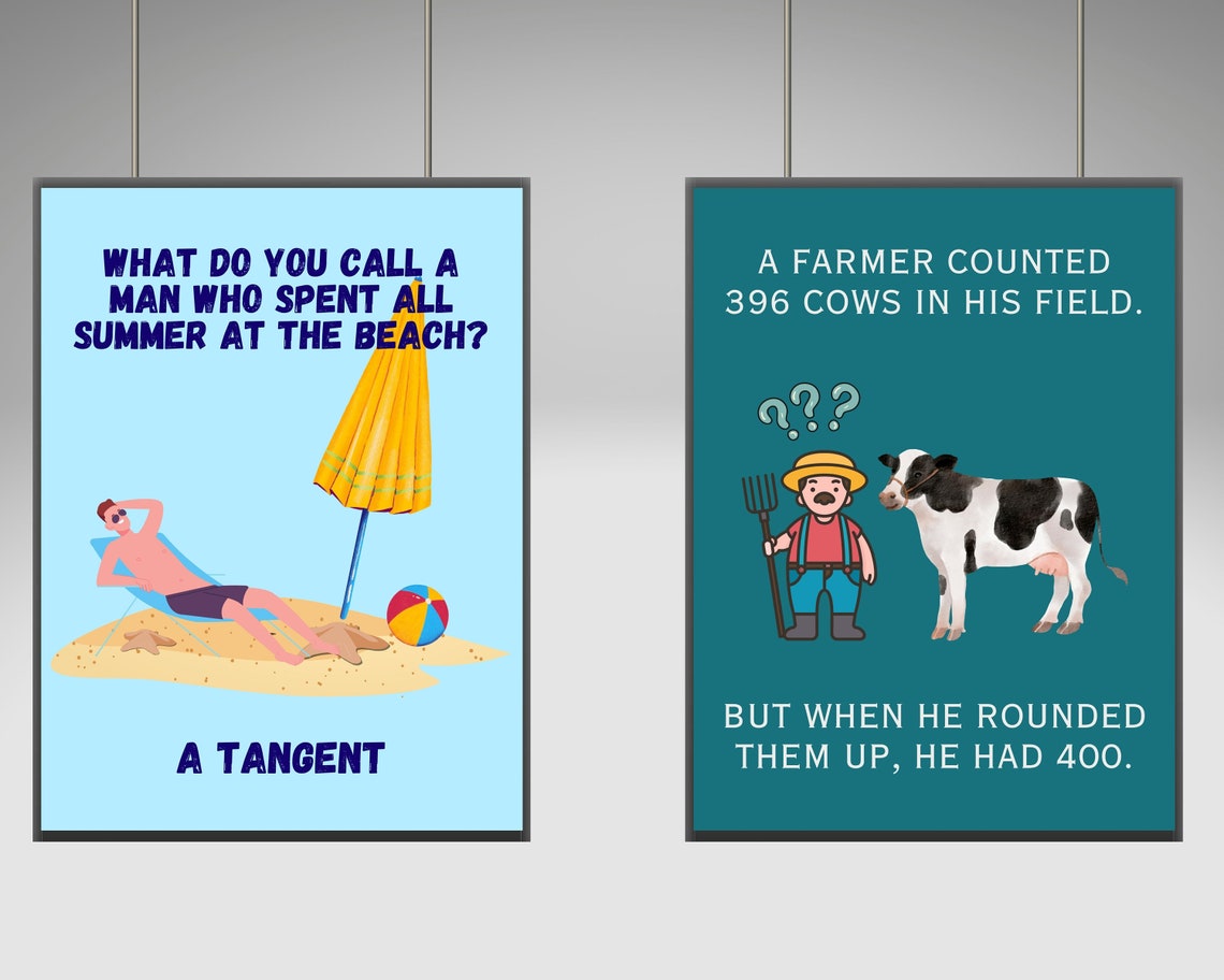 Math Puns Posters (set of 8) Printables VOL5, Math Classroom Decor ...