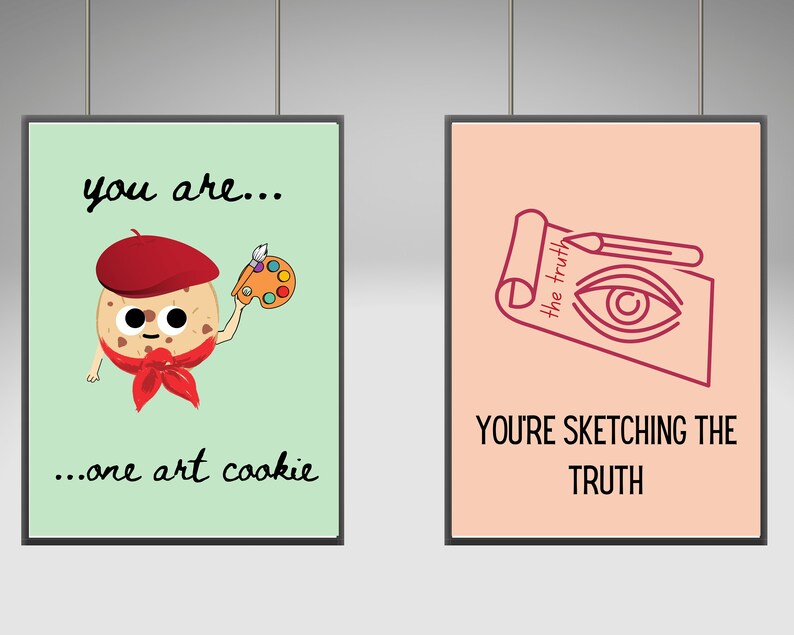 Funny Art Posters set of 8 Printable Posters Art Classroom - Etsy