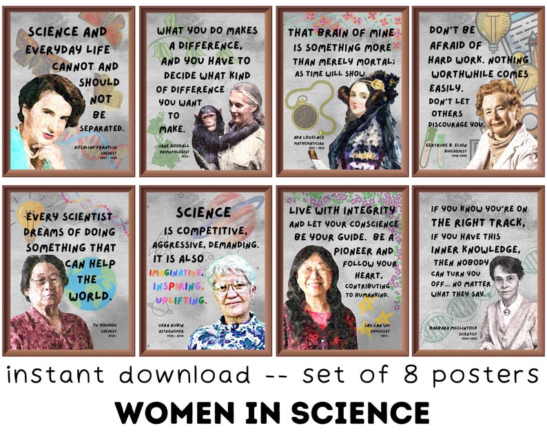 Women in Science Posters set of 8 Printable Science - Etsy