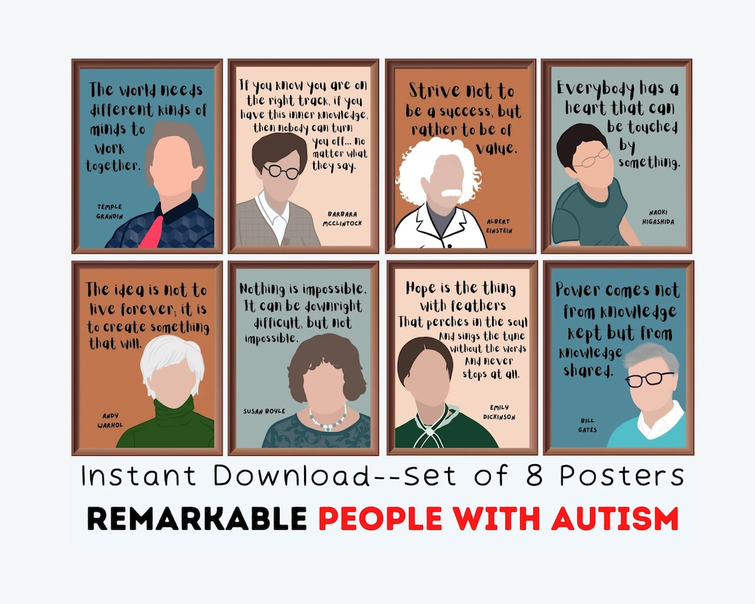 People With Autism (set of 8) Printable Posters, Autism Awareness Day ...