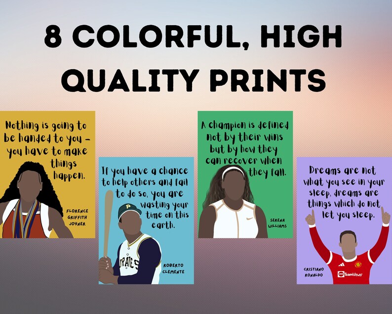 Inspirational Athletes (set of 8) Printable Posters, Motivational ...