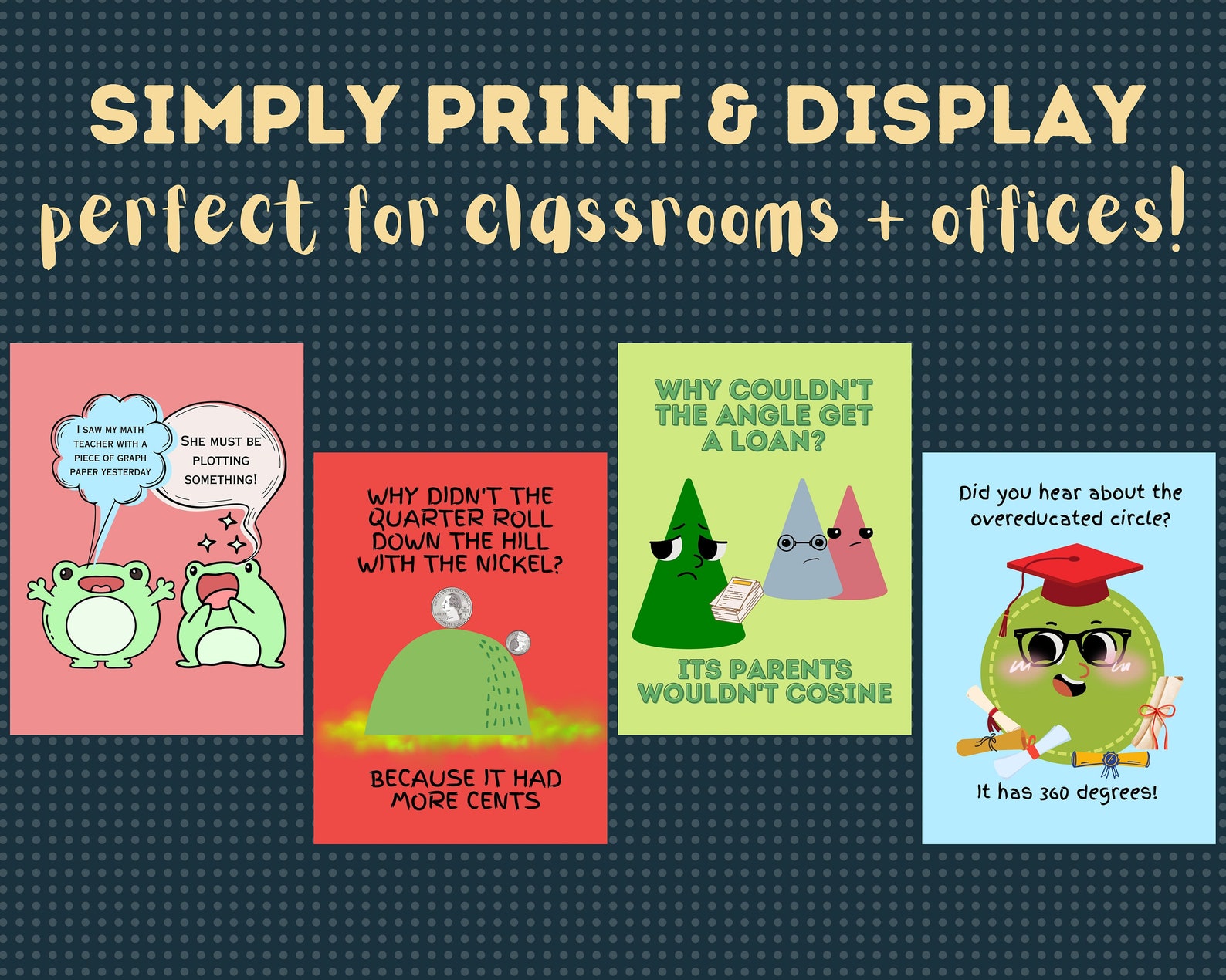Math Puns Posters (set of 8) Printables VOL3, Math Classroom Decor ...