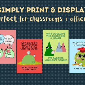 Math Puns Posters (set of 8) Printables VOL3, Math Classroom Decor ...