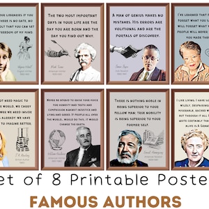 Famous Authors Posters set of 8 Printable, English Classroom Decor ...