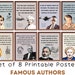 Famous Authors Posters set of 8 Printable English Classroom - Etsy