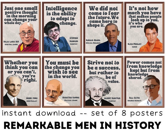 Retro Remarkable Men in History set of 8 Printables - Etsy