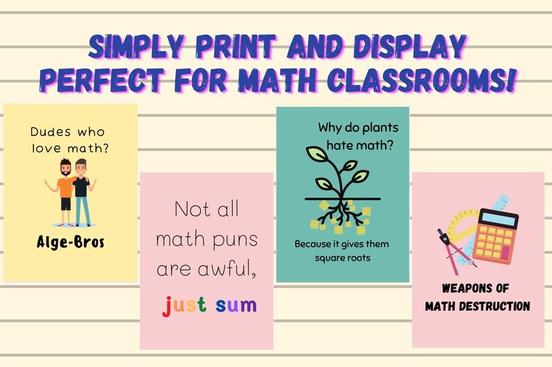 Math Posters set of 8 Printables Math Jokes Mathematics | Etsy