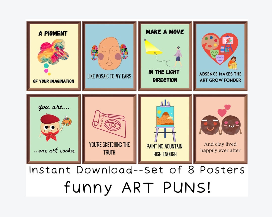 Funny Art Posters (set of 8) Printable Posters, Art Classroom Decor ...