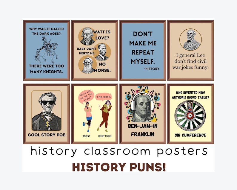 History Posters (set of 8) Printables, Funny History Posters ...