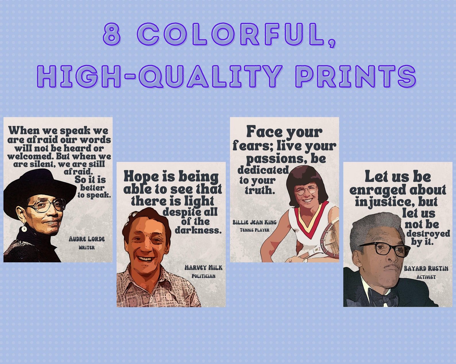 Retro LGBTQ Leaders set of 8 Printables LGBT History Month | Etsy