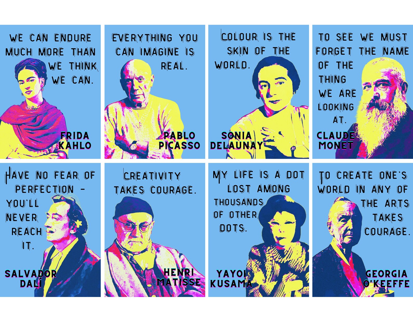 Famous Artists set of 8 Printables Art Classroom Decor Art | Etsy