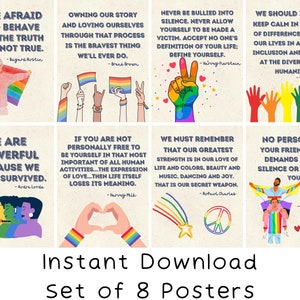LGBTQ+ Quotes (set of 8) Printables, LGBT History Month Posters, Pride ...