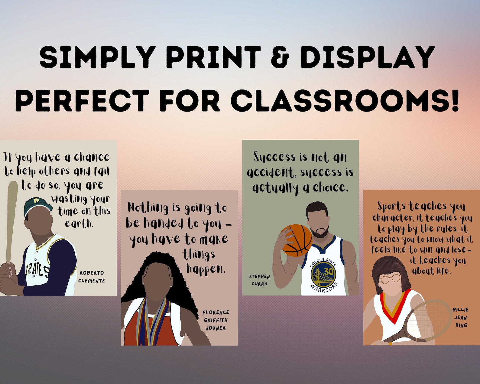 Inspirational Athletes (set of 8) Printable Posters, Motivational ...