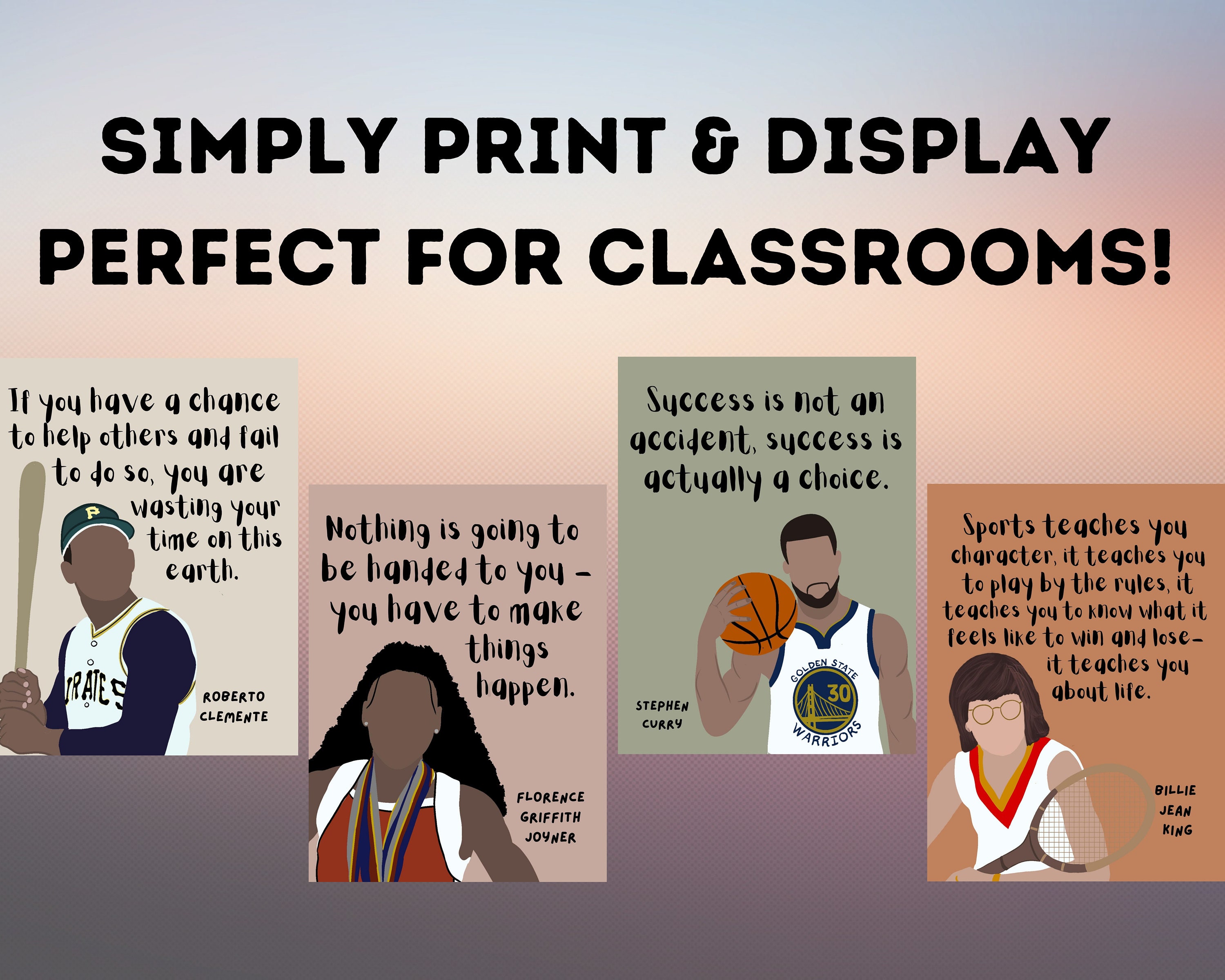 Inspirational Athletes (set of 8) Printable Posters, Motivational ...
