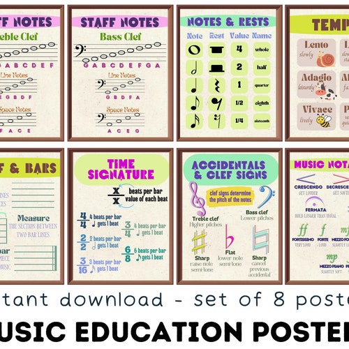 Music Education set of 8 Printable Posters Music Classroom - Etsy