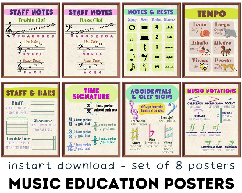 Music Education set of 8 Printable Posters Music Classroom - Etsy