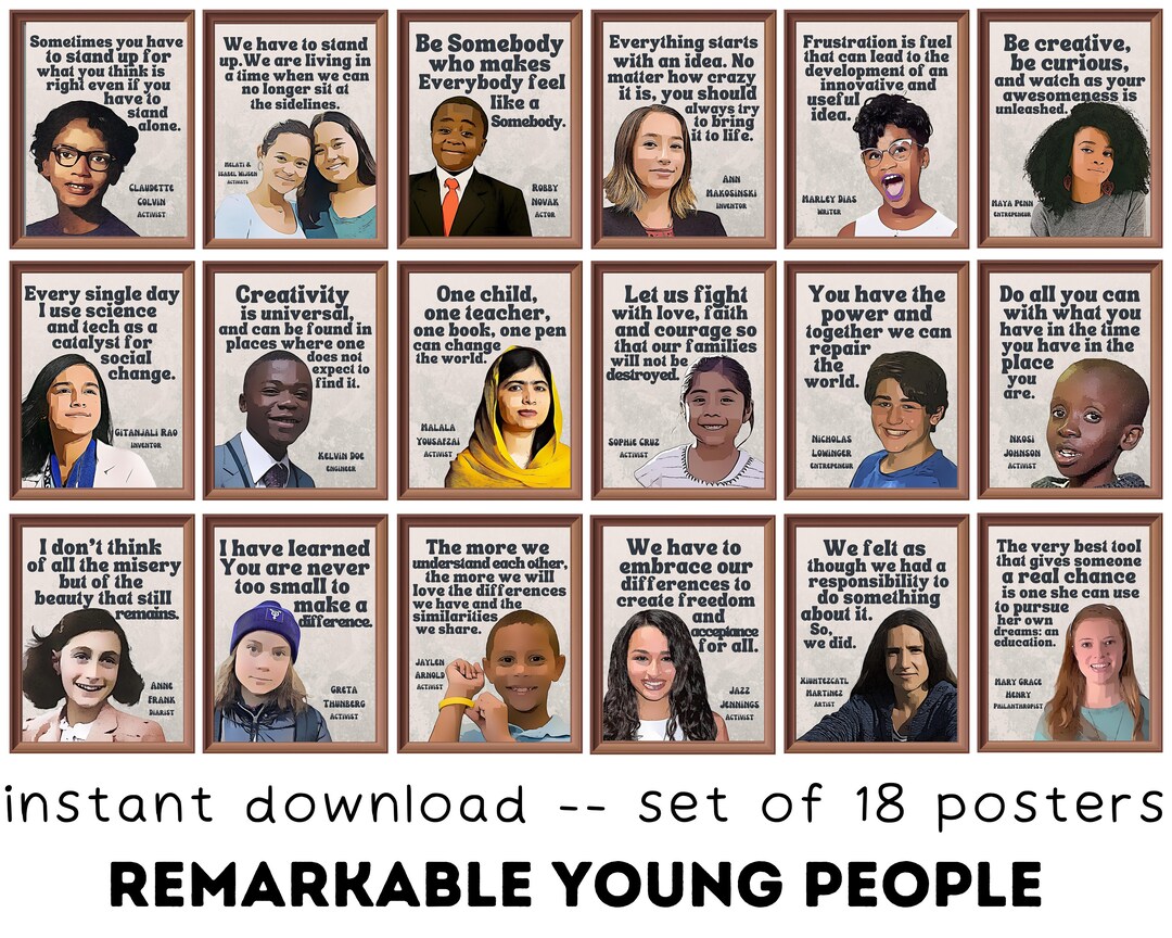 Retro Remarkable Young People set of 18 Printable Posters - Etsy
