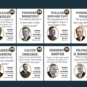 Presidents Posters set of 46 Printable, Motivational Quotes From United ...