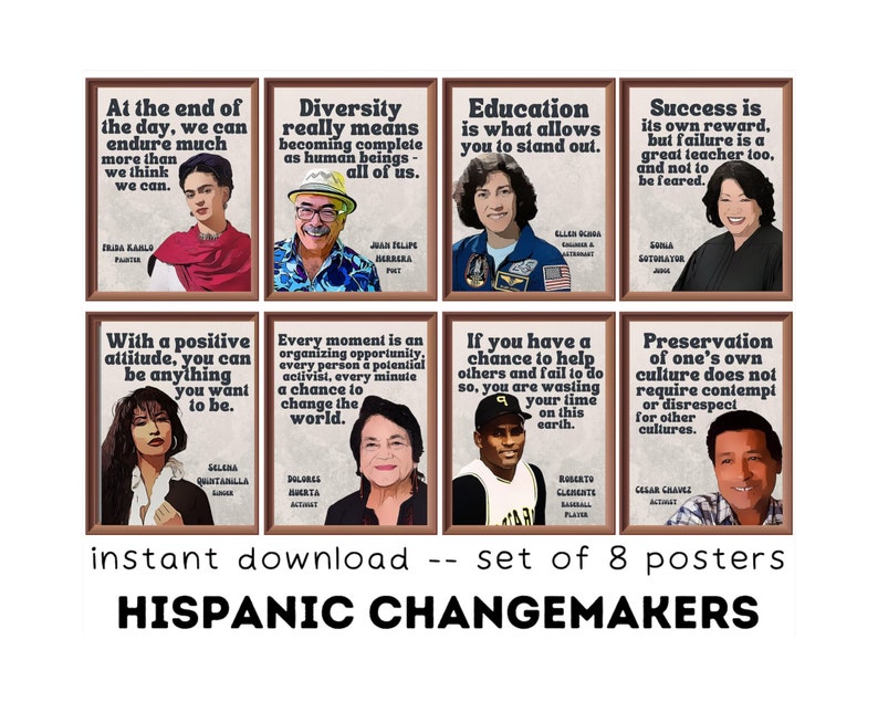 Retro Hispanic Leaders in History (set of 8) Printable Posters ...