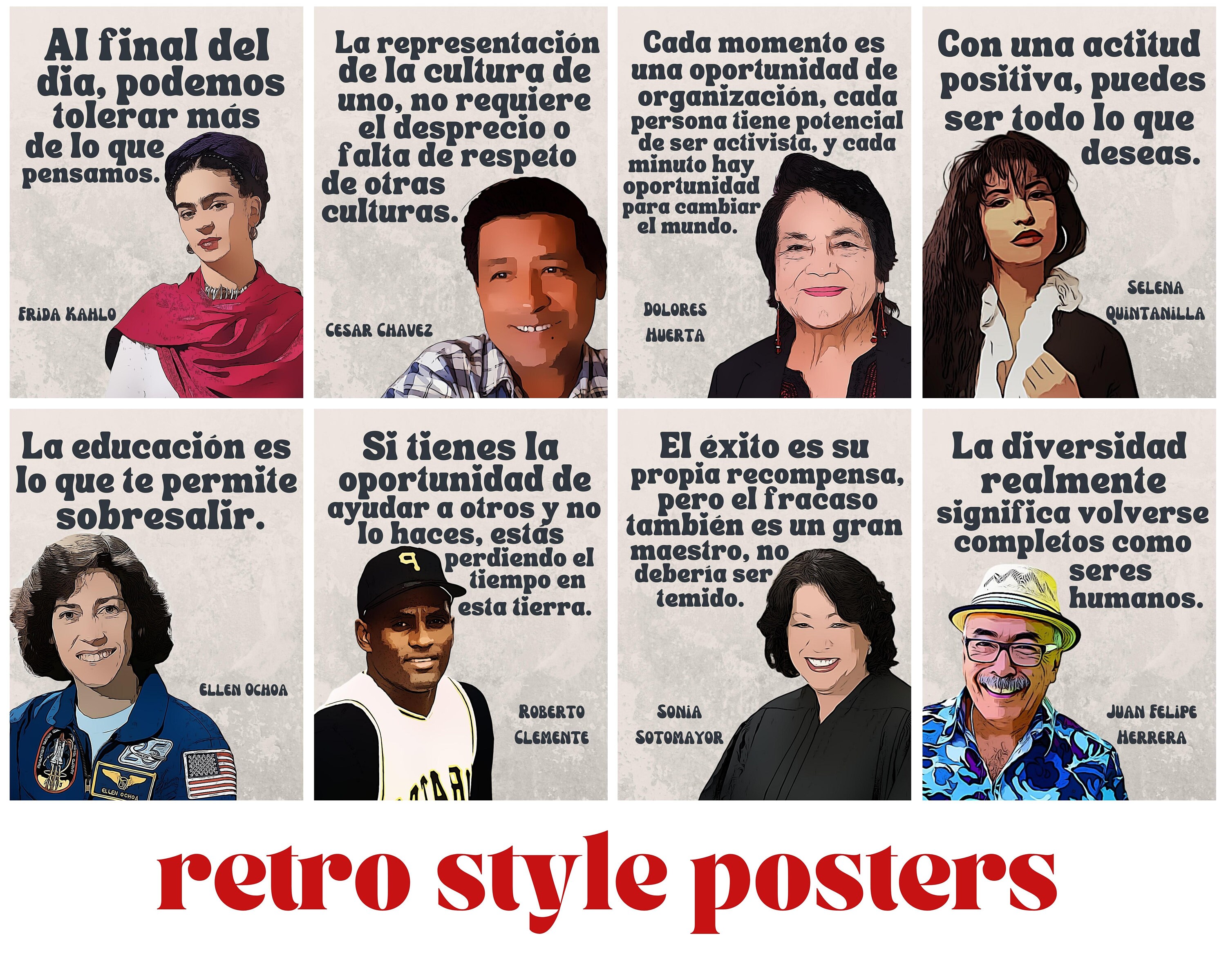 SPANISH Hispanic Leaders in History set of 8 Printable - Etsy