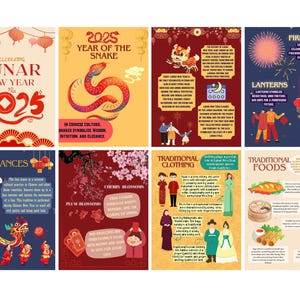 Lunar New Year (set of 8) Printable Posters, Chinese New Year 2025 ...