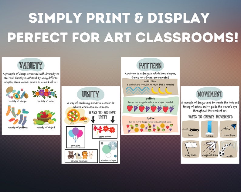 Principles of Design Posters set of 8 Printables Art | Etsy