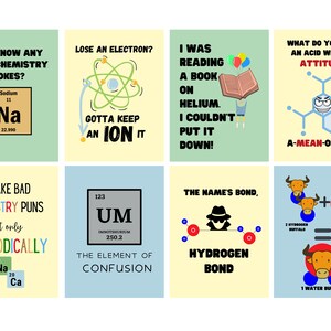 VOL 2 Science Puns (set of 8) Printables, Chemistry Jokes, Funny ...